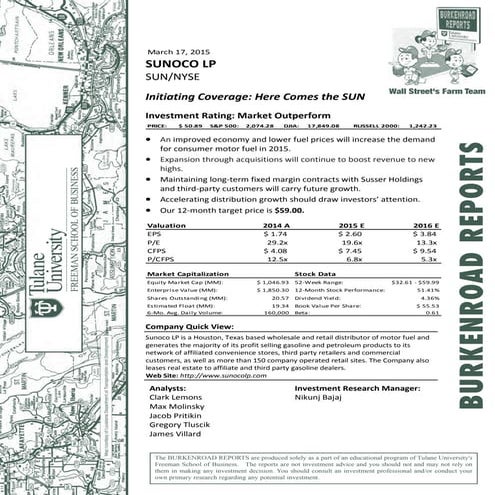 Sunoco LP | PDF | Mergers and Acquisitions | Business Banking & Finance