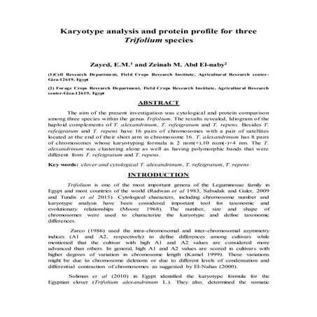 Quantitative karyotypic analysis in five varieties of lentil (Lens ...