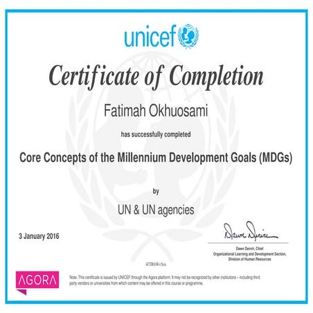 MDGs_Course certificate - Core Concepts of the Millennium Development ...