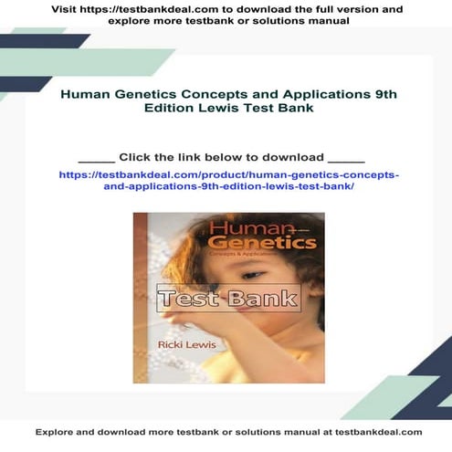 Human Genetics Concepts and Applications 9th Edition Lewis Test Bank | PDF
