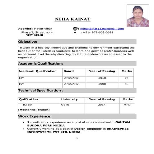 neha kainat resume | DOCX