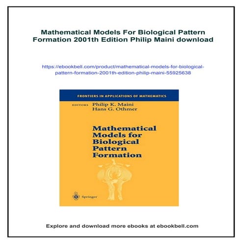 Mathematical Models For Biological Pattern Formation 2001th Edition ...