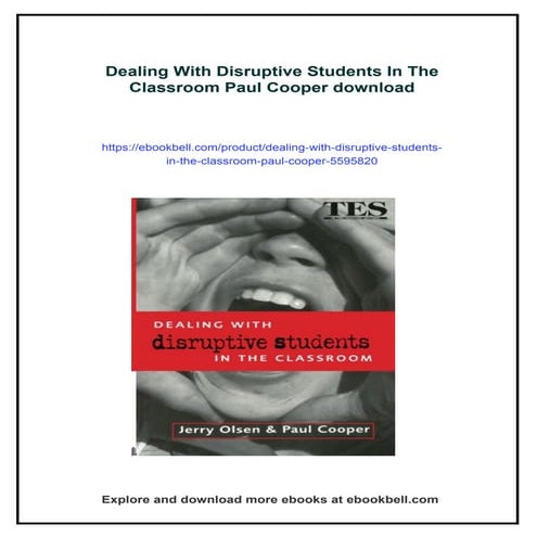 Dealing With Disruptive Students In The Classroom Paul Cooper | PDF