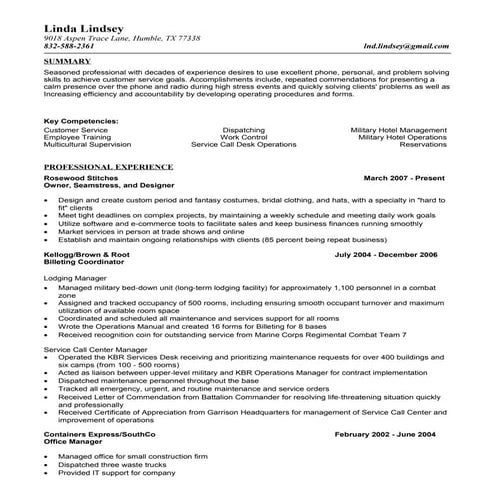 Linda Lindsey Resume v2 | PDF