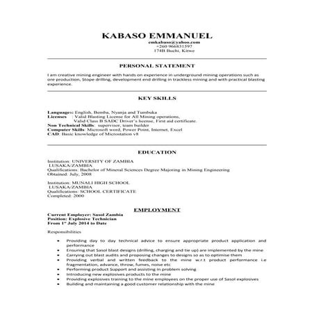 CV-Emmanuel Kabaso | DOC