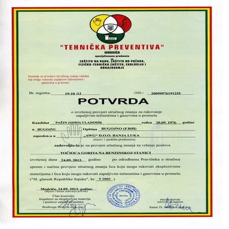 Potvrda o položenom za gorivo | PDF