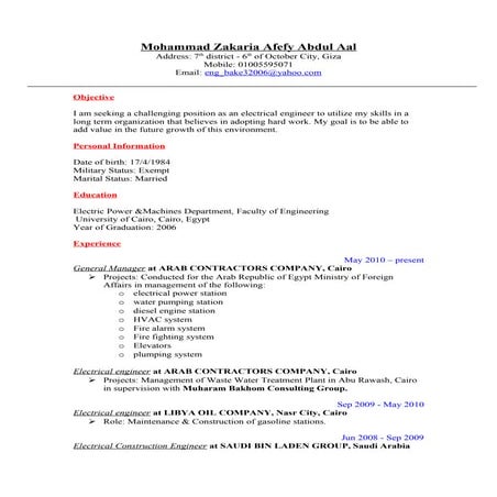 MEP Manager CV) | PDF