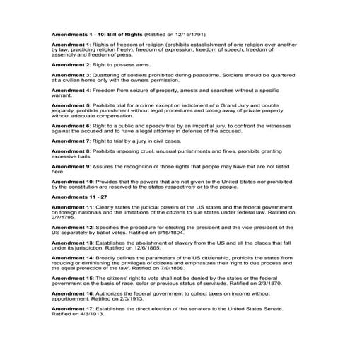 27 amendments for kids | DOC