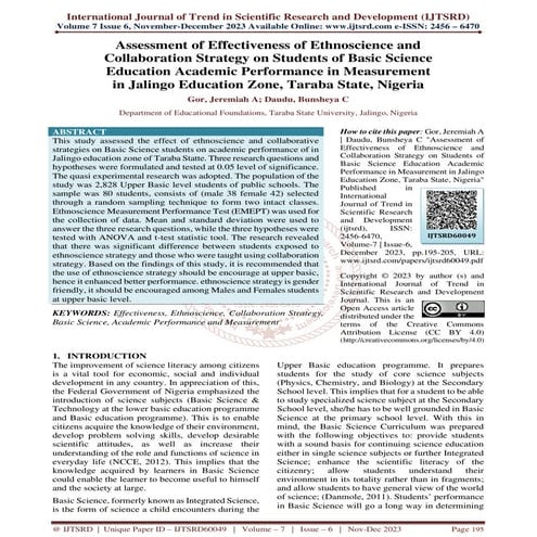 Assessment of Effectiveness of Ethnoscience and Collaboration Strategy ...