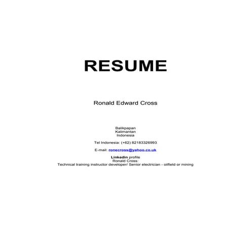 CV Ronald Cross training development and instructor | DOC