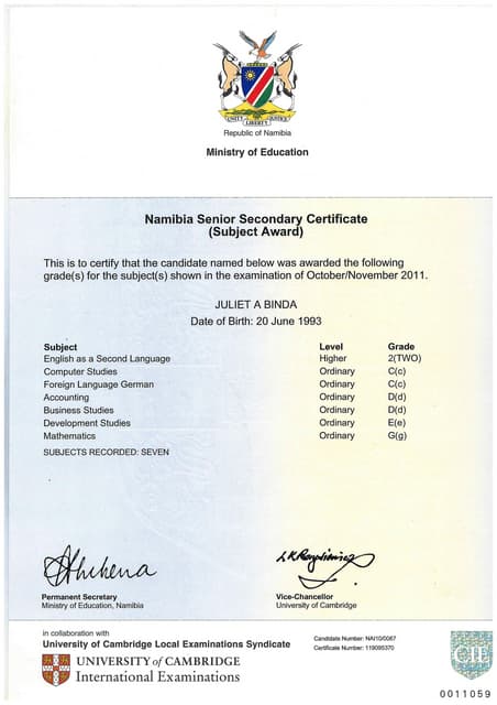 Nssc certificate | PDF
