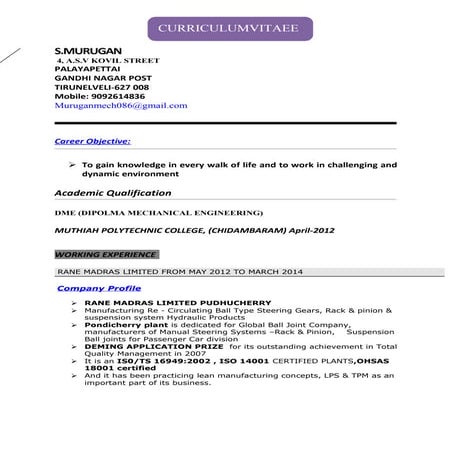 murugan resume | DOC