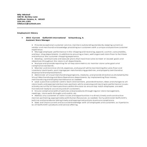 Billys resume | DOCX