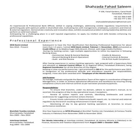Resume - Shahzada Fahad Saleem (New) | PDF