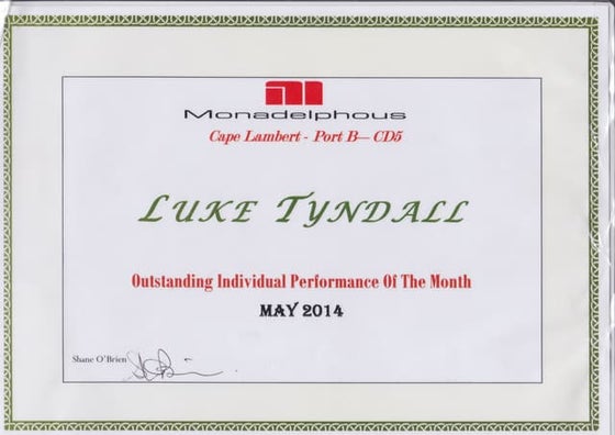 Luke Tyndall, Pipefitter/boilermaker/welder at Monadelphous