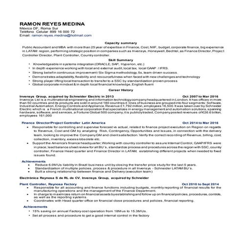 RESUME RAMON REYES MEDINA | DOCX | Business Accounting & Finance | Business