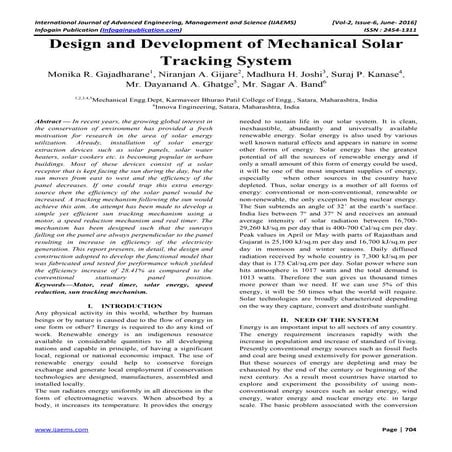 design and development of mechanical solar tracking system | PDF