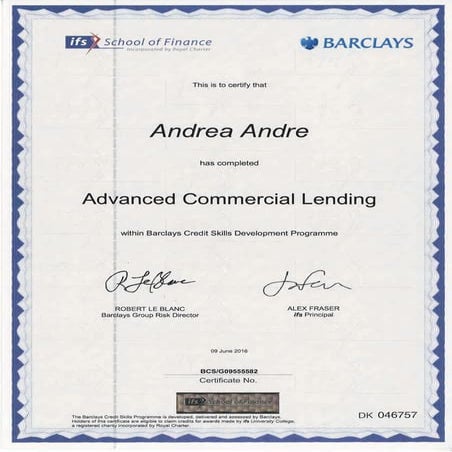 Barclays CSD - Advanced Commercial Lending | PDF