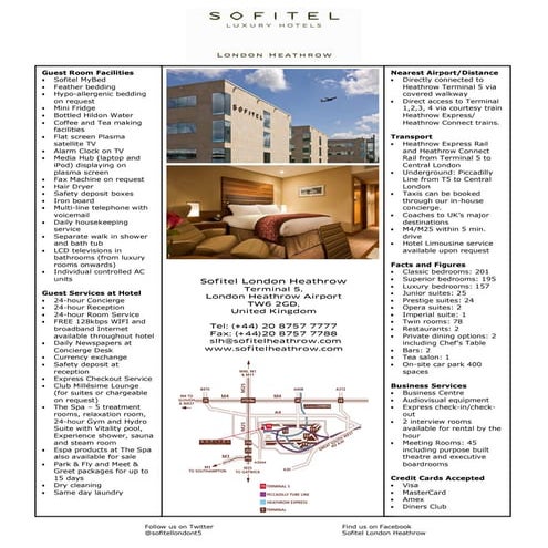 General Sofitel London Heathrow Factsheet | PDF | Hotels and Motels | Travel Type