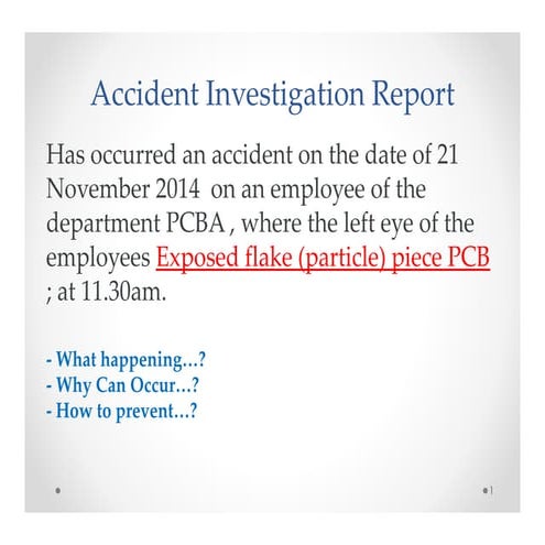 Accident Investigation Report 21-11-2014 Rev.01 | First Aid | Injuries