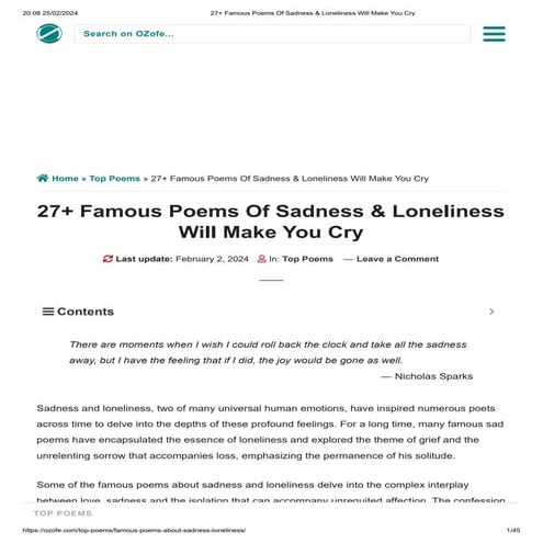 27+ Famous Poems Of Sadness & Loneliness Will Make You Cry.pdf