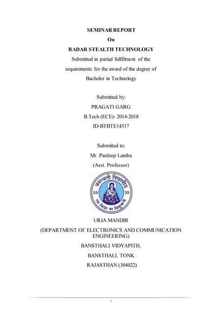 A Review of Stealth Technology | PDF