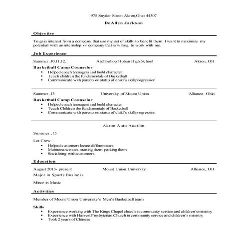 Resume (SB) (Jackson,DeAllen) | PDF