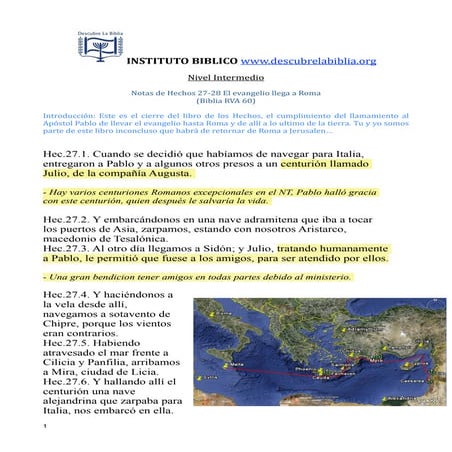 27 Hechos 27-28 El evangelio llega a Roma | PDF