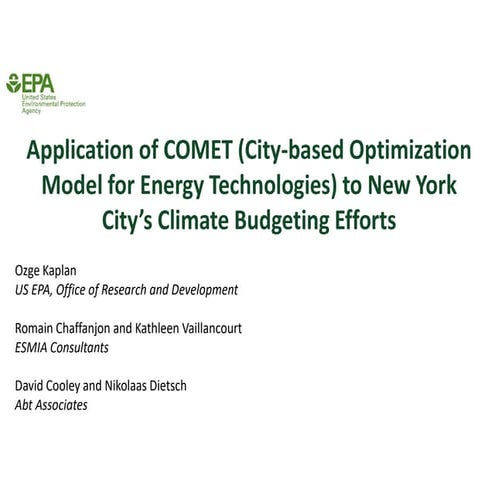 Application of COMET (City-based Optimization Model for Energy ...