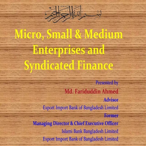 Micro, sme & syndicated finance | PPT