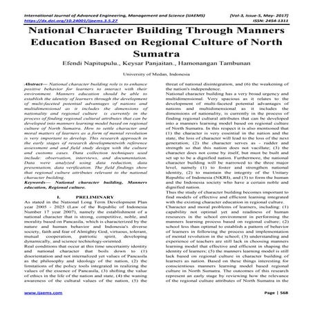 National Character Building Through Manners Education Based on Regional ...