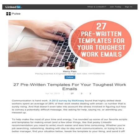 27 pre-written templates for your toughest work emails | PDF