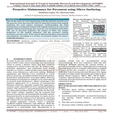 Proactive Maintenance for Pavement using Micro Surfacing | PDF