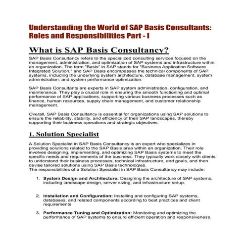 Understanding the World of SAP Basis Consultants: Roles and ...