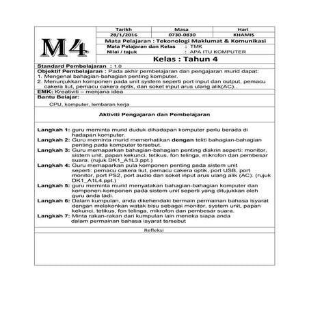 RPH Mathematics Tahun 4 | PDF