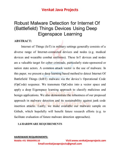 robust malware detection for iot devices using deep eigen space ... robust malware detection for iot devices using deep eigen space ...