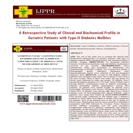 A Retrospective Study of Clinical and Biochemical Profile in Geriatric ...