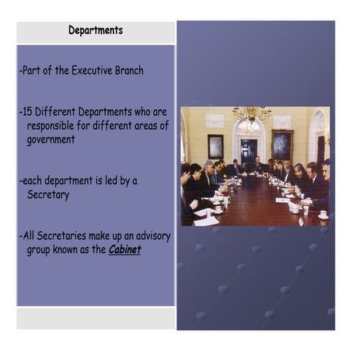 The President's Cabinet-US GOVERNMENT CHPT 6 | PPTX