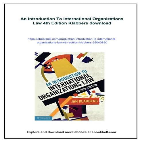 An Introduction To International Organizations Law 4th Edition Klabbers ...