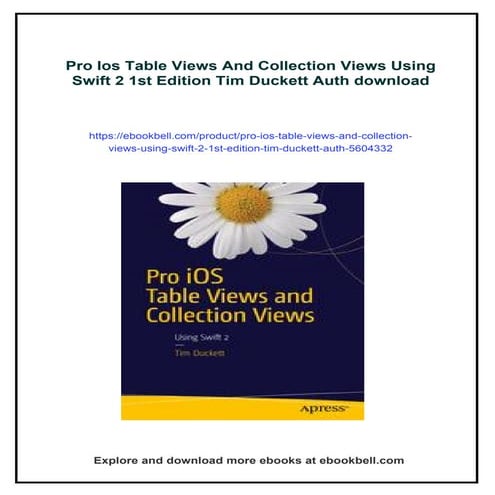 Pro Ios Table Views And Collection Views Using Swift 2 1st Edition Tim ...