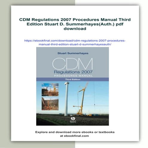 CDM Regulations 2007 Procedures Manual Third Edition Stuart D ...