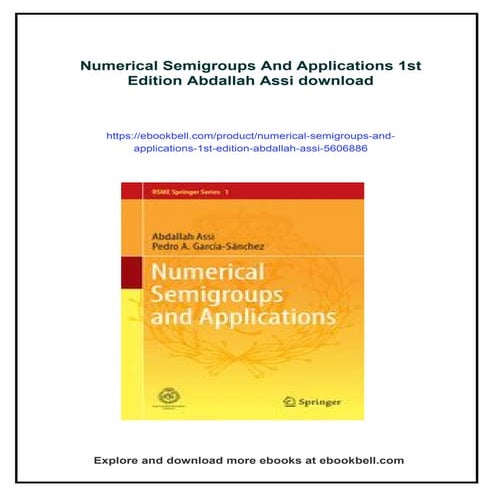 Numerical Semigroups And Applications 1st Edition Abdallah Assi | PDF