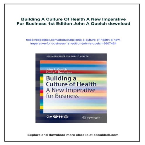 Building A Culture Of Health A New Imperative For Business 1st Edition ...