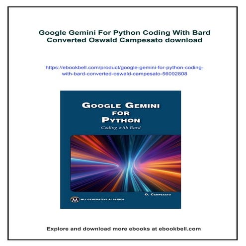 Google Gemini For Python Coding With Bard Converted Oswald Campesato | PDF
