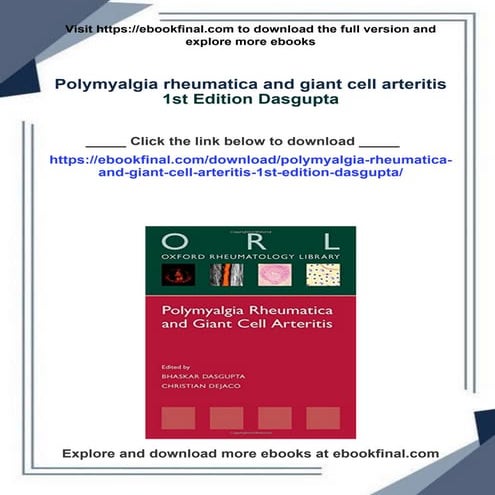 Polymyalgia rheumatica and giant cell arteritis 1st Edition Dasgupta | PDF