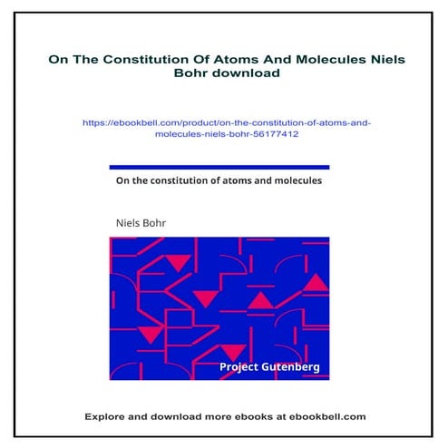 On The Constitution Of Atoms And Molecules Niels Bohr | PDF