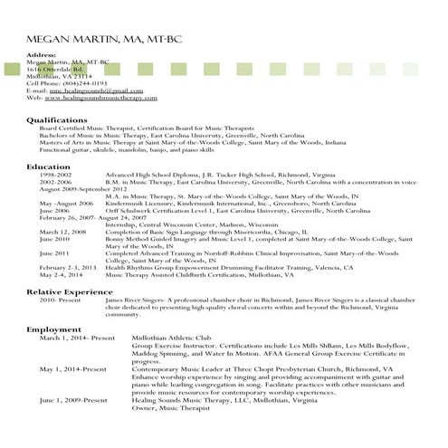 Megan Martin Resume | PDF