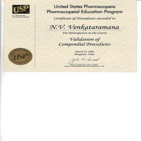 Certificate of USP validation completion course | PDF