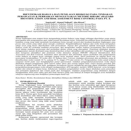 IDENTIFIKASI BAHAYA DAN PENILAIAN RISIKO K3 PADA TINDAKAN PERAWATAN ...