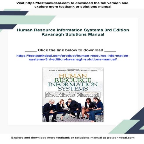 Human Resource Information Systems 3rd Edition Kavanagh Solutions Manual | PDF